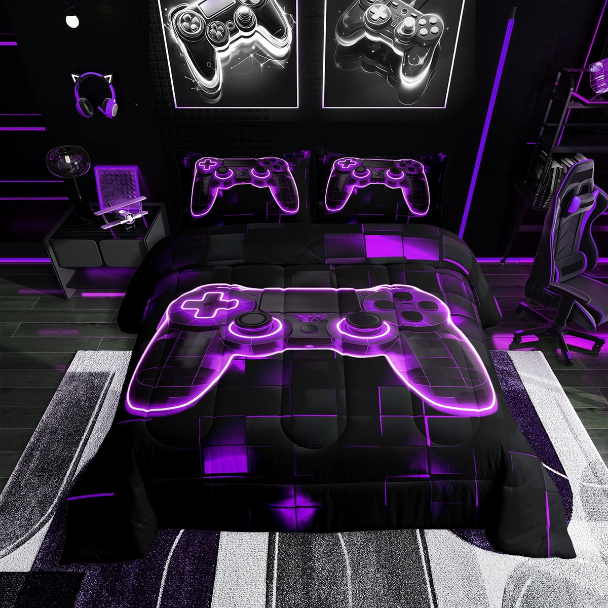 Gamer Comforter Sets for Teen,Modern 3D Gaming Bedding Sets Twin,Video ...