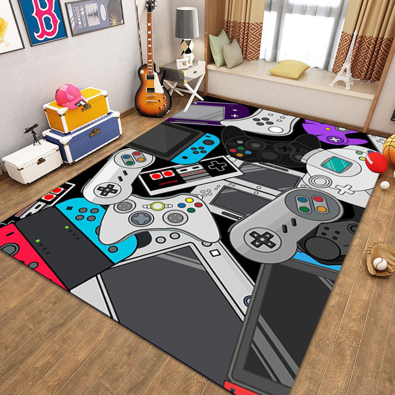 Gamer Controller Area Rug Non Slip Colorful Gaming Rugs Printed Gamepad ...