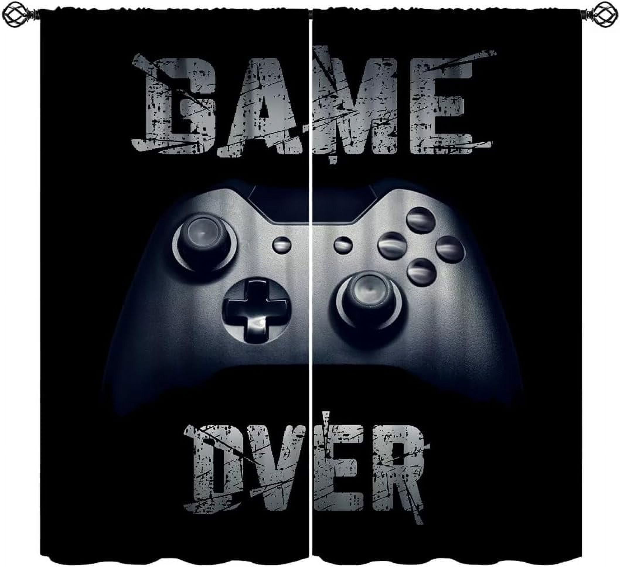 Gamer Curtains for Boys Bedroom, Game Over Window Curtain for Kids ...