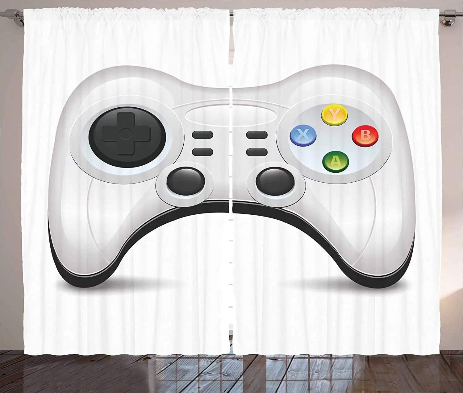 Gamer Curtains Modern ole Game Controller with Halftone Motif and Color ...
