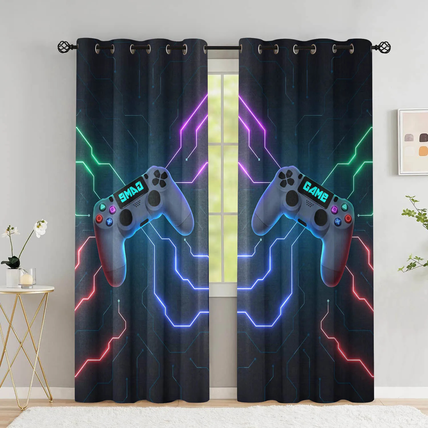 Gamer Curtains for Boys Bedroom Gaming Room Decor High Shading Curtains ...