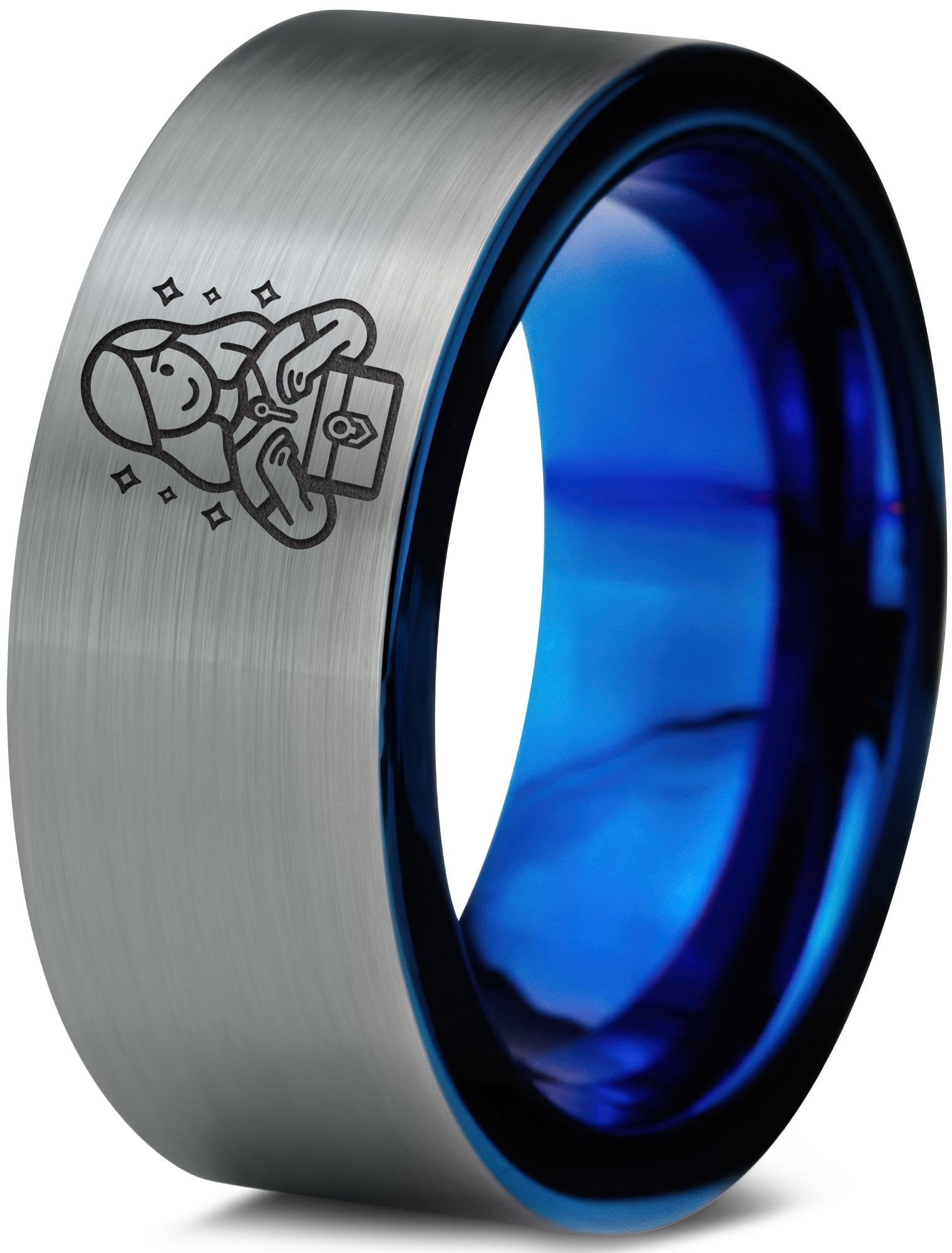 Gamer Custom Tungsten Mens Ring Grey Tiny Unique Rings Equestrian Gifts ...