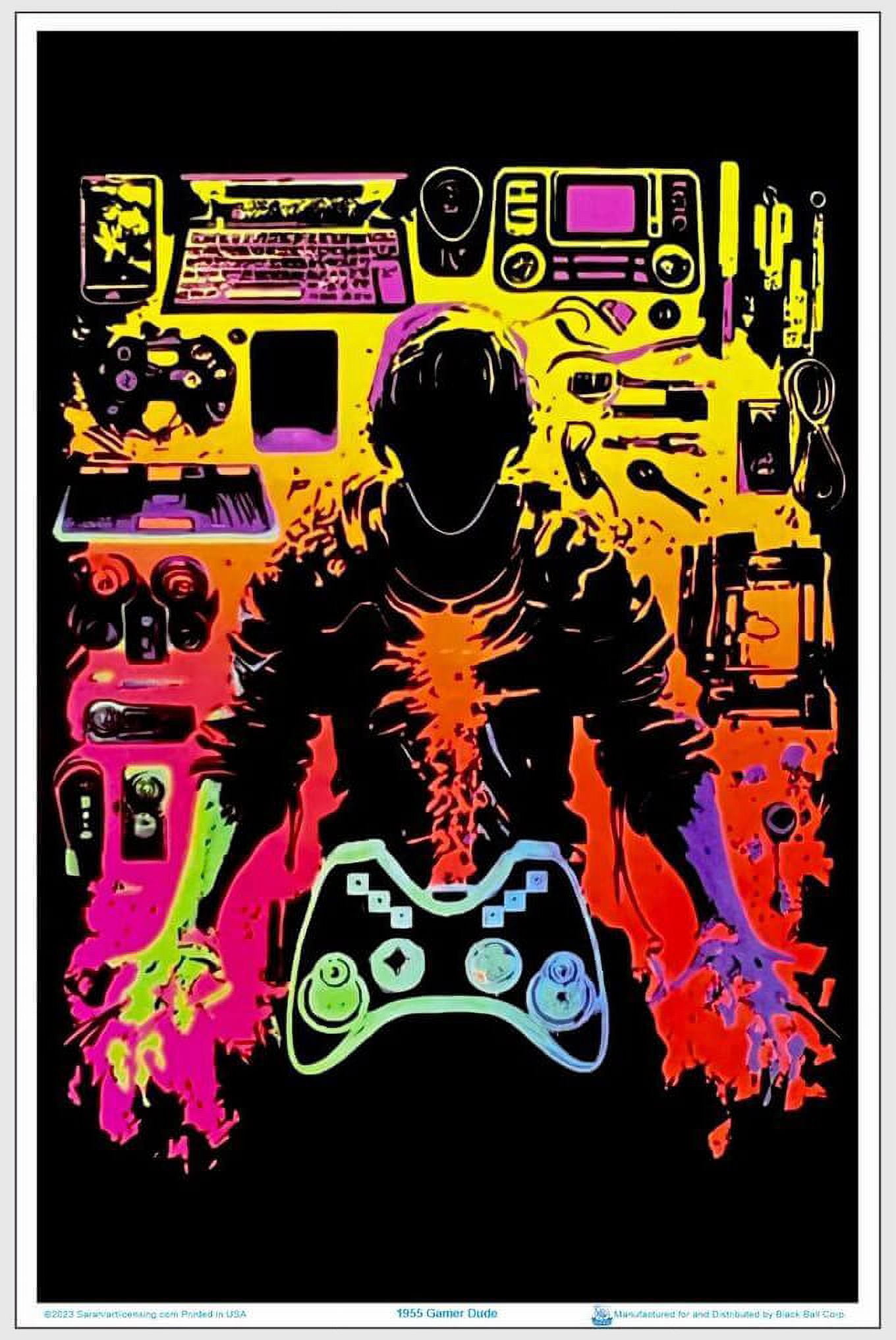 Gamer Dude by Sasha Flocked Blacklight Poster 23.5" x 35.5" - Laminated ...