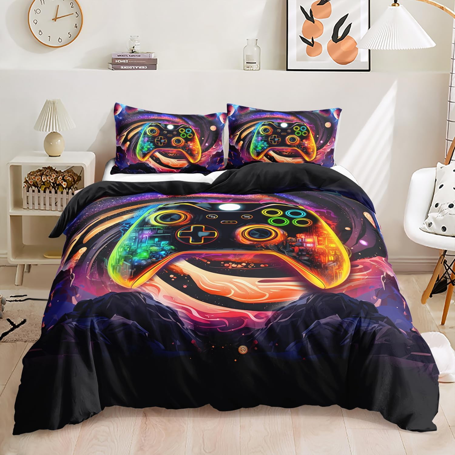 Gamer Duvet Cover Set, Gaming Gamepad Bedding Set for Boys Kids Teen ...