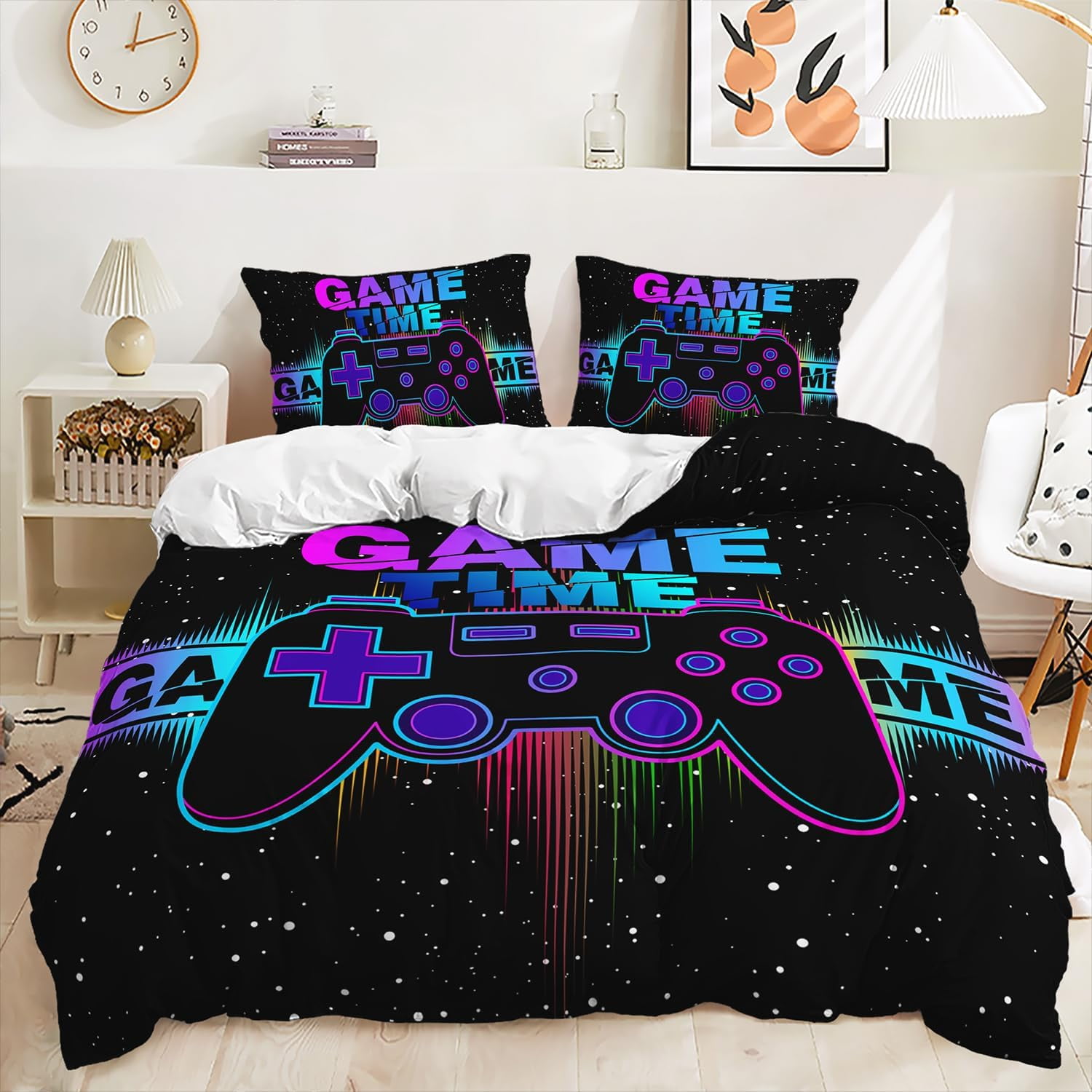 Gamer Duvet Cover Set, Gaming Video Game Comforter Cover Set,Gamepad ...