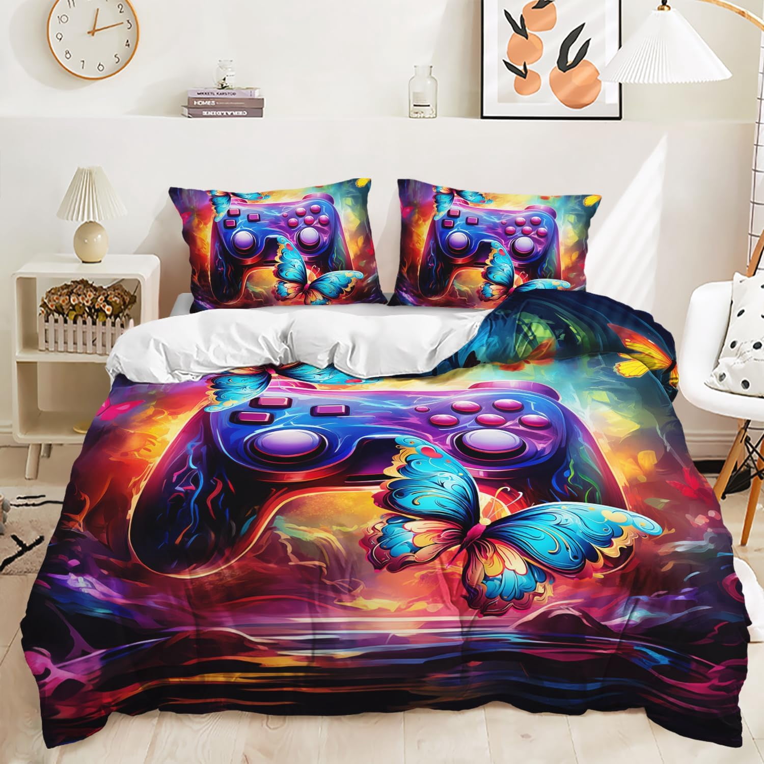 Gamer Duvet Cover Set, Gaming Video Game Comforter Cover Set,Tie Dye ...