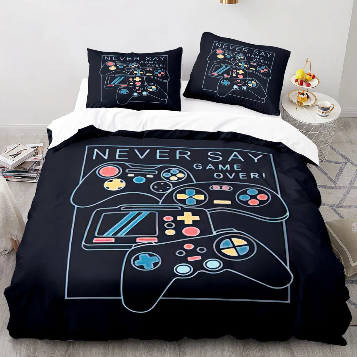 Gamer Duvet Cover Set Video Game Gaming Boys Gamepad Action Blue ...