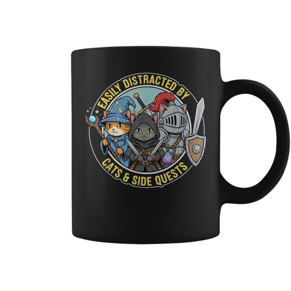 Gamer Easily Distracted By Cats Side Quests Rpg Cat Coffee Mugs ...