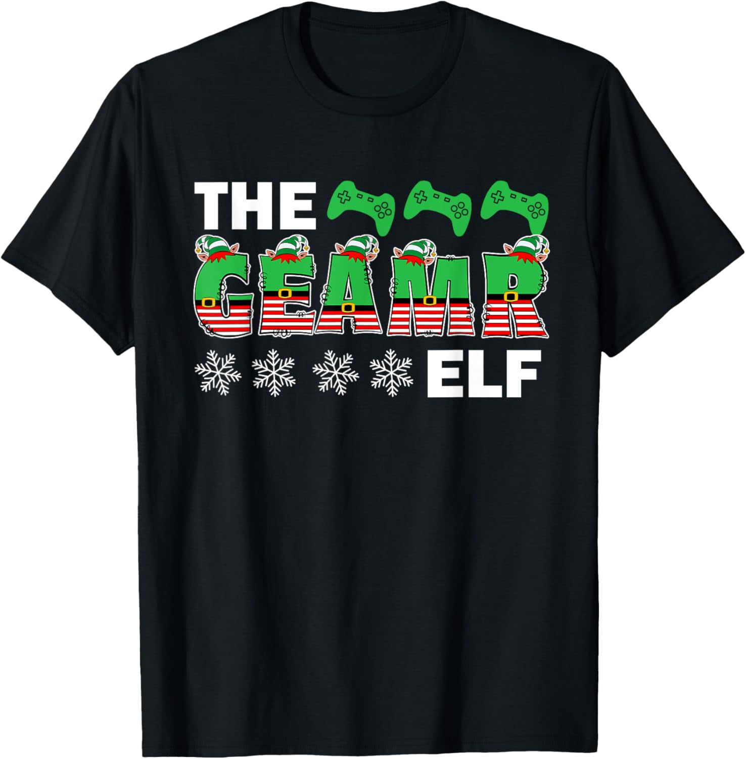 Gamer Elf Family Matching Christmas Funny Gaming Pajama PJ T-Shirt ...
