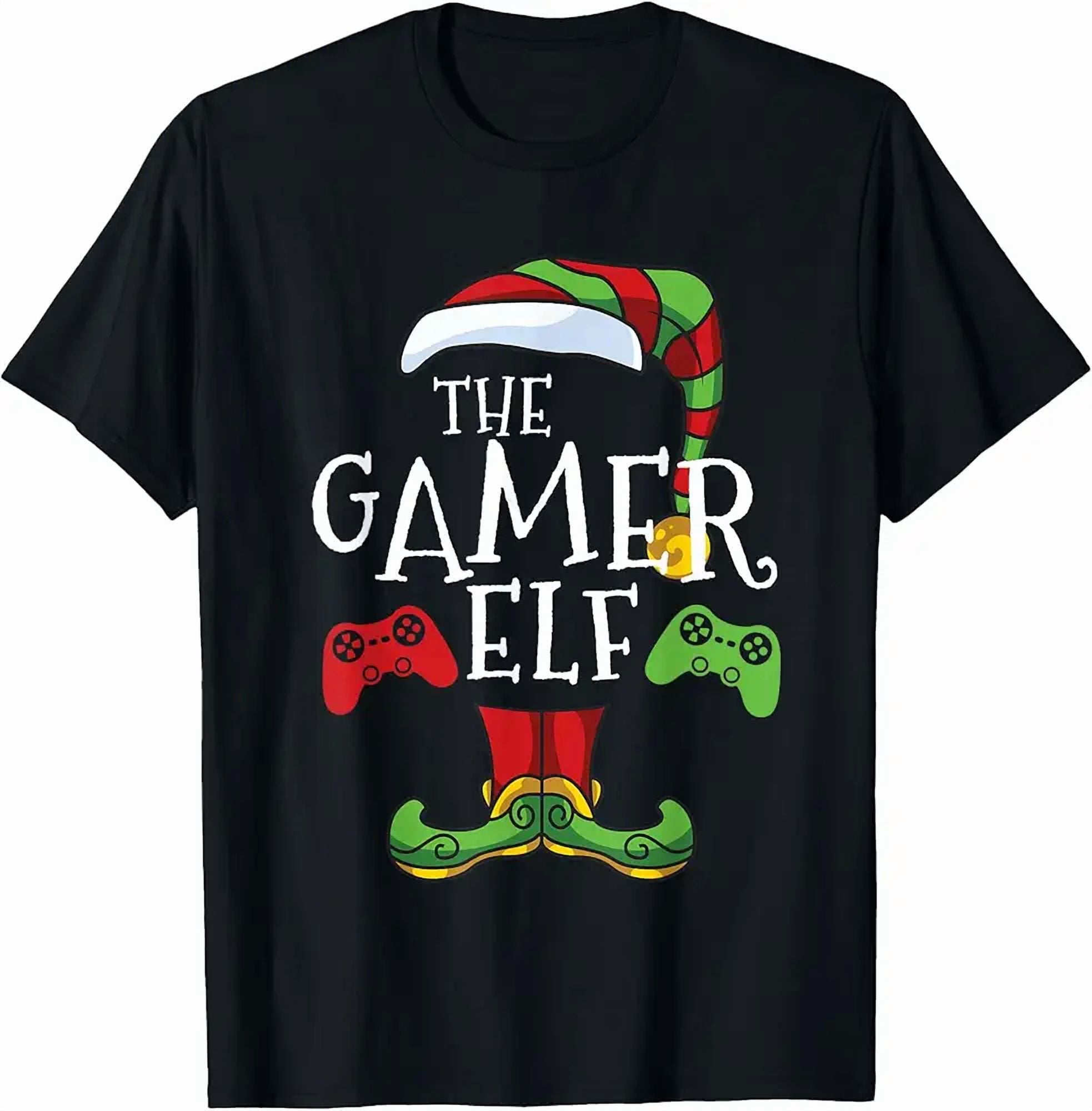 Gamer Elf Holiday Family Matching Funny Gaming Festive Humor Unisex T ...