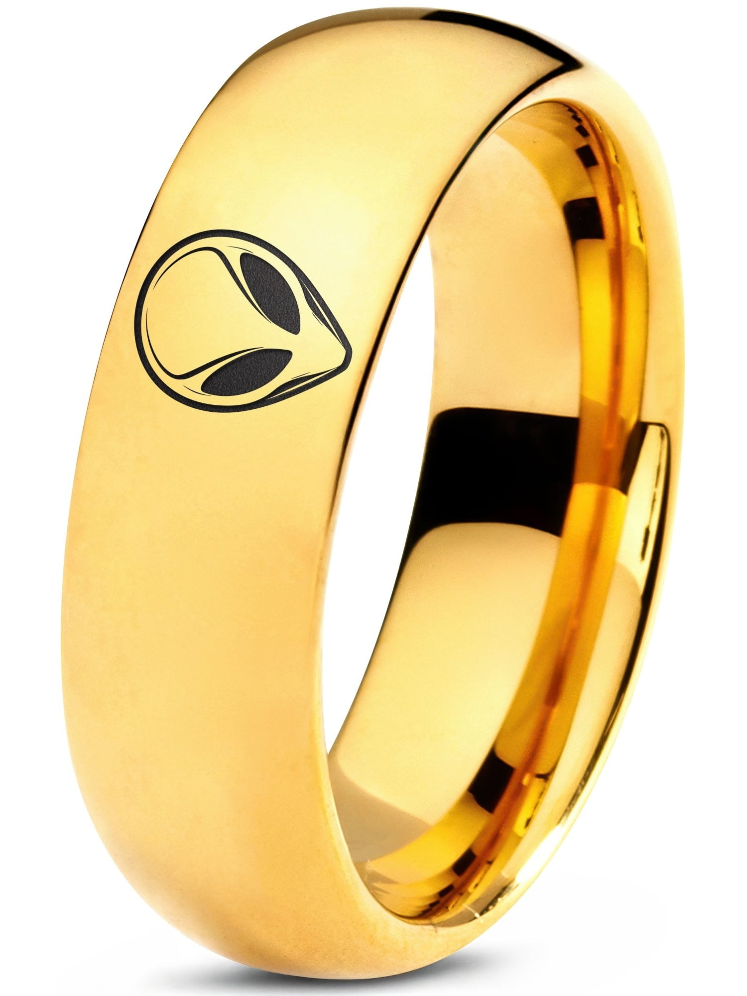 Gamer Engagement Ring Tungsten Plain Gold Wedding Band Women Birthday ...