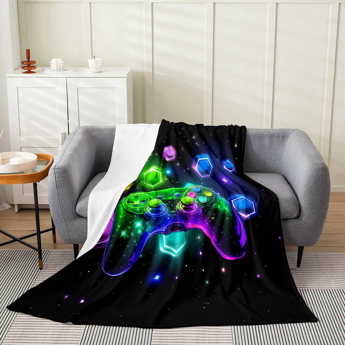 Gamer Fleece Blanket,Green Gaming Throw Blanket 40X50,3D Gamepad ...