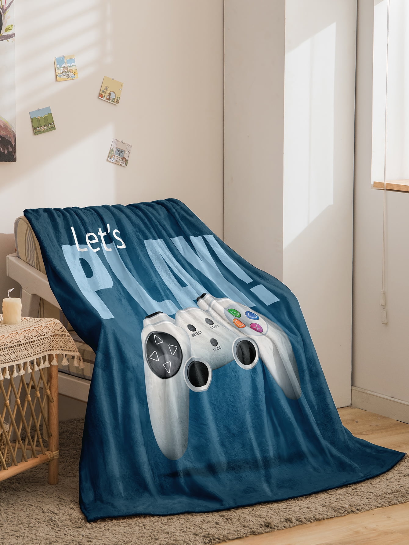 Gamer Fuzzy Throw Blanket Gaming Fleece Blankets and Throws for Kids ...
