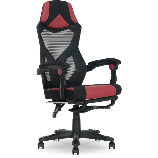 Gamer Gear Gaming Office Chair with Extendable Leg Rest, Red/Black ...