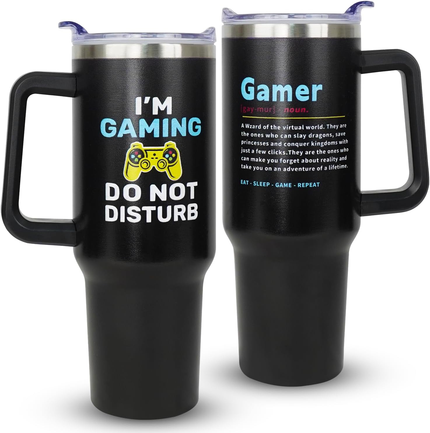 Gamer Gifts 40 Oz Tumbler with Handle and Straw: Cool Gaming Mugs for ...