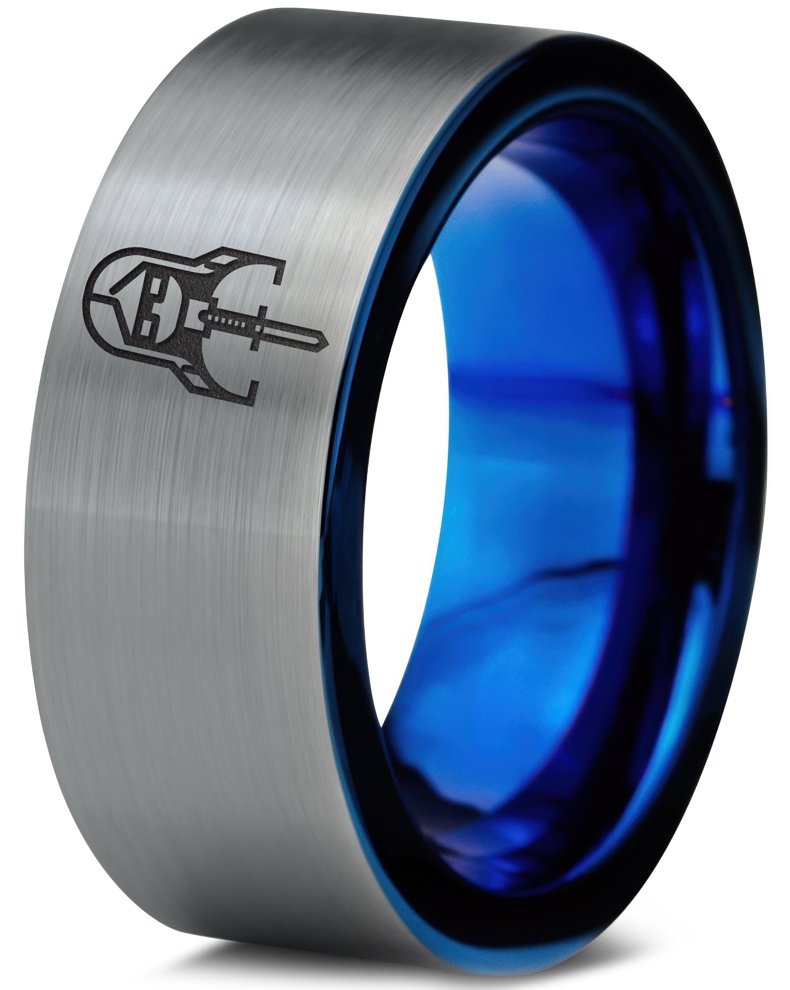 Tungsten Rings for Women Grey Wedding Gift Gamer Patterns 40th Birthday ...