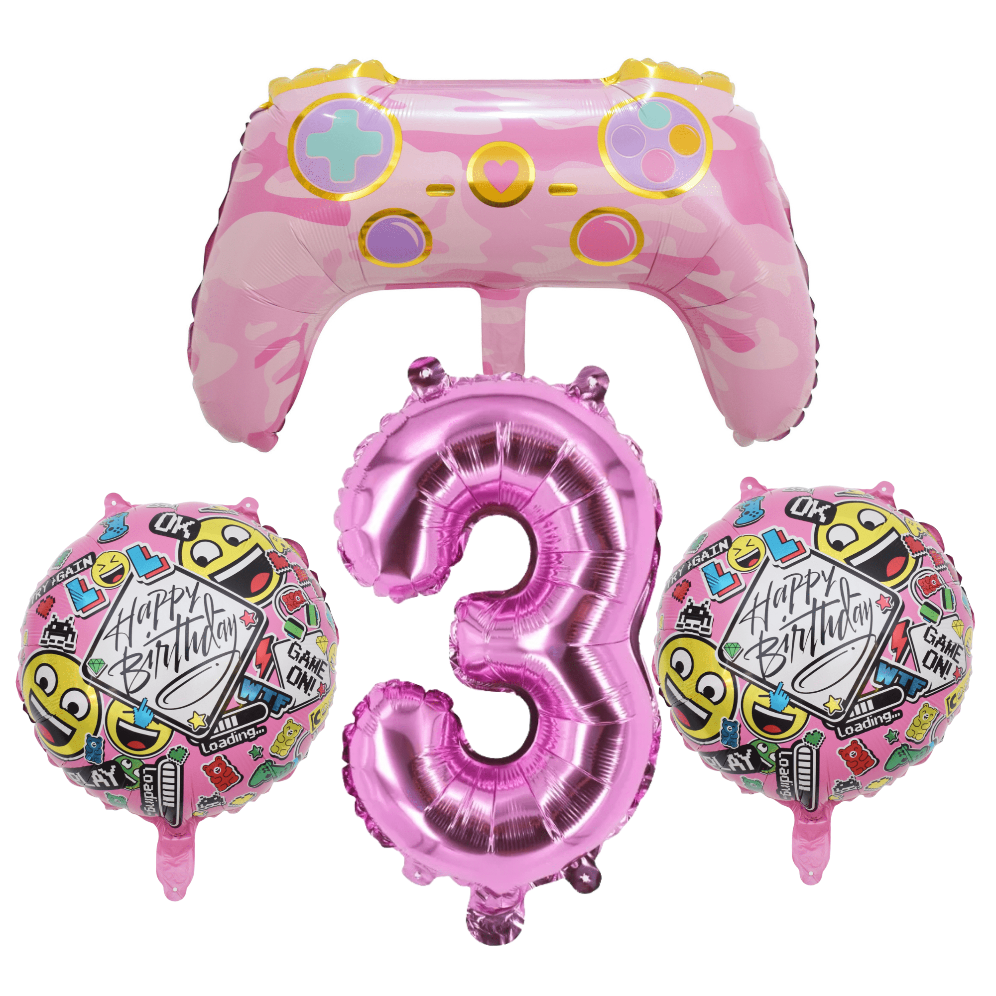 Gamer Girl 3rd Birthday Party Balloons Pink Foil Number Set - Walmart.com