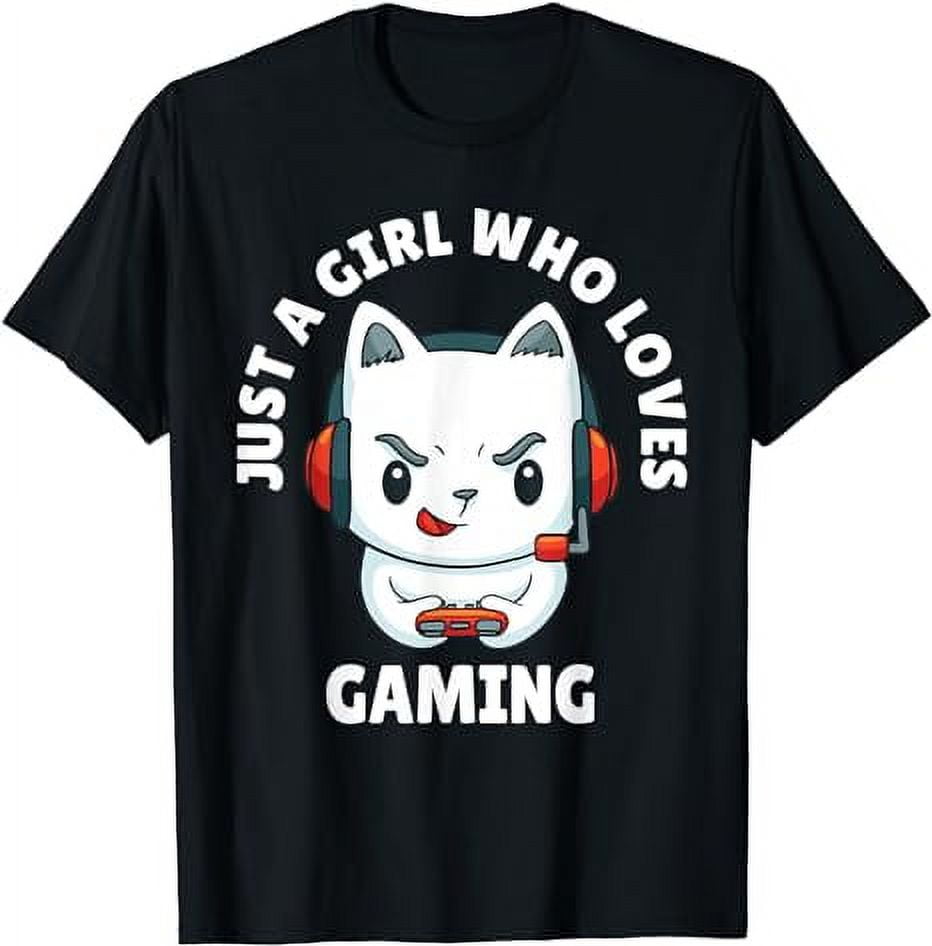 Gamer Girl Cat Gaming Cats Video Game Women Girls Birthday T-Shirt ...