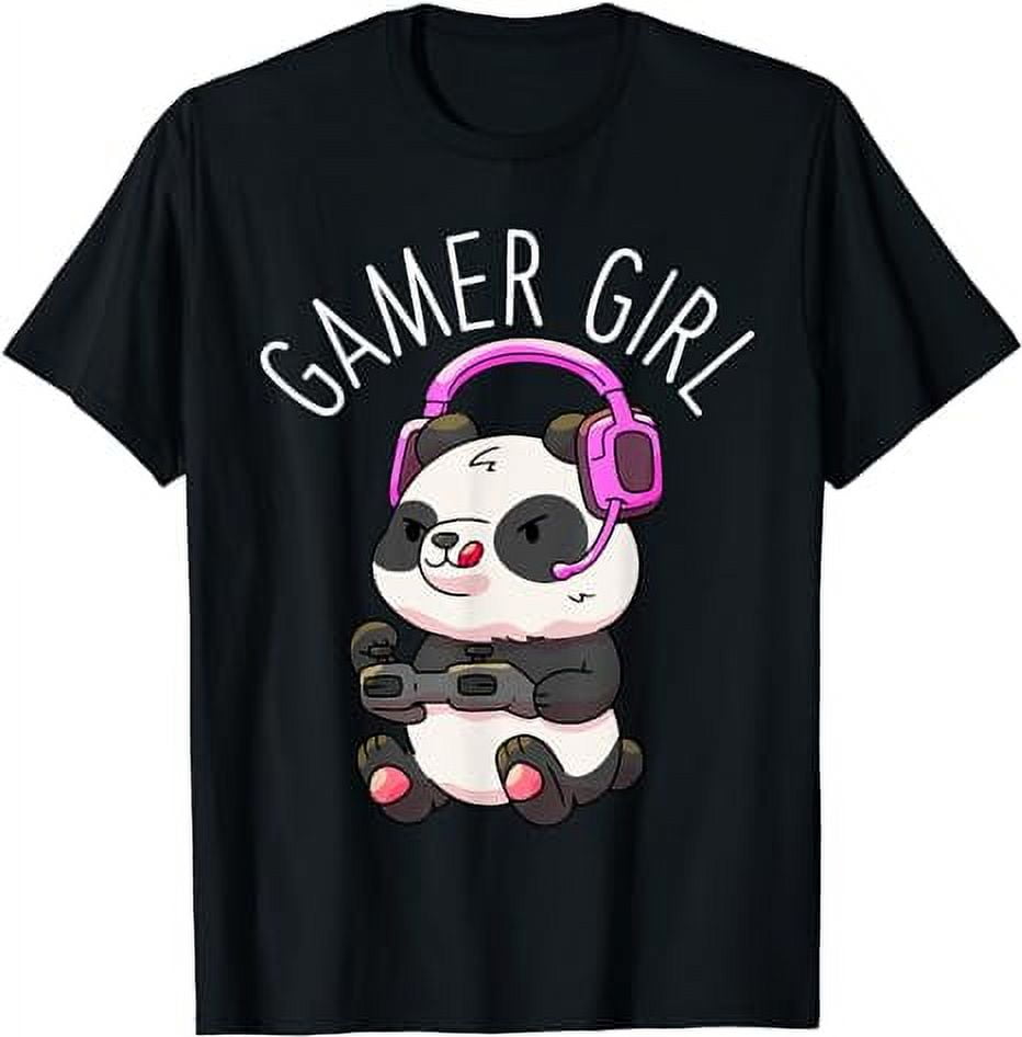 Gamer Girl Panda Gaming Pandas Video Game Women Girls Gift T-Shirt ...