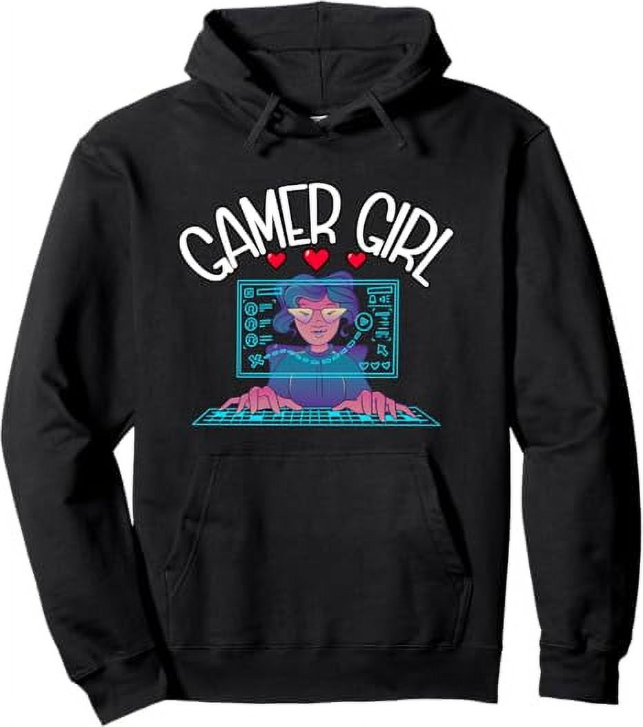 Gamer Girl Play Computer Video Games Pullover Hoodie - Walmart.com
