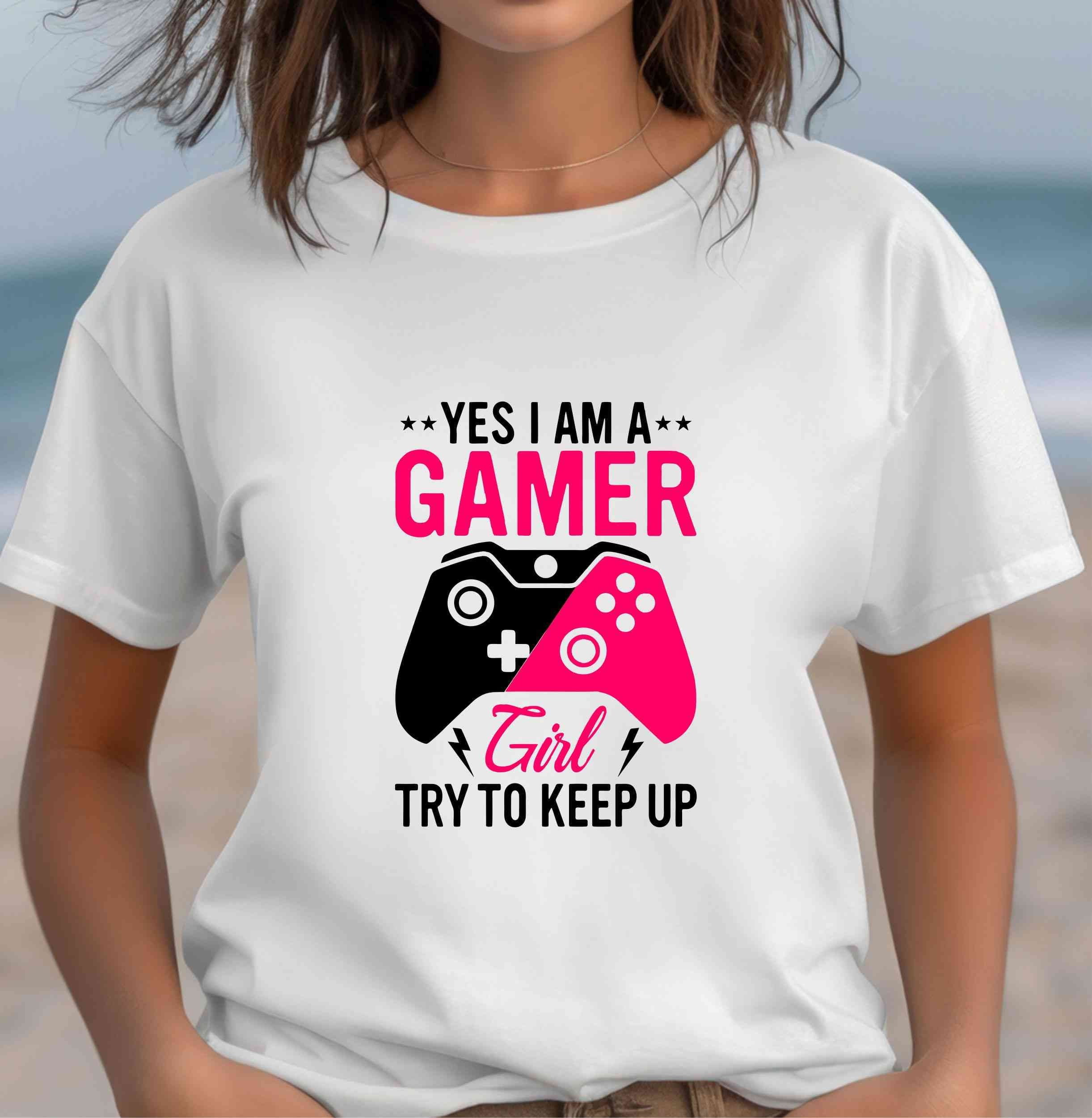 Gamer Girl T-Shirt, PC Gamer Tshirt, Yes I am a Gamer a Gamer Girl ...