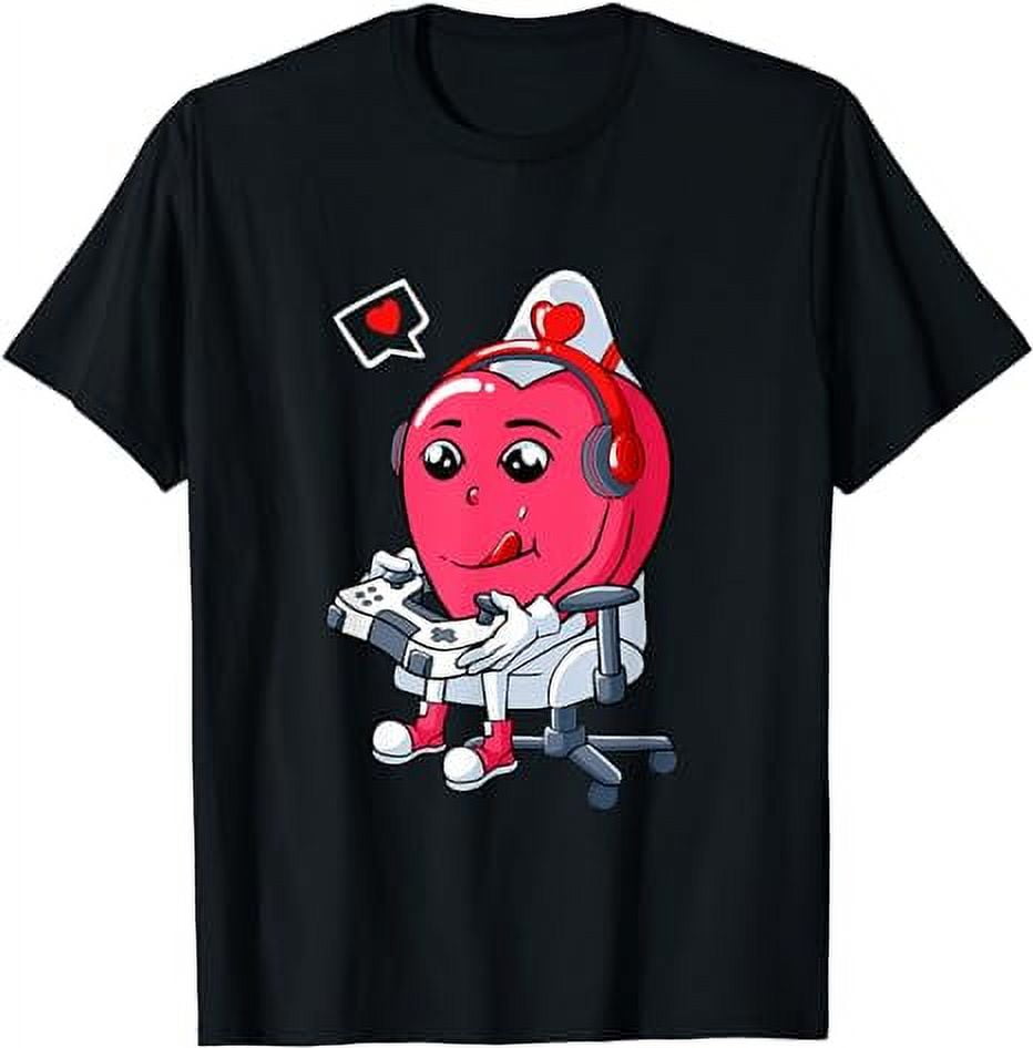 Gamer Heart Valentines Day Funny Gaming Videogame Controller T-Shirt ...
