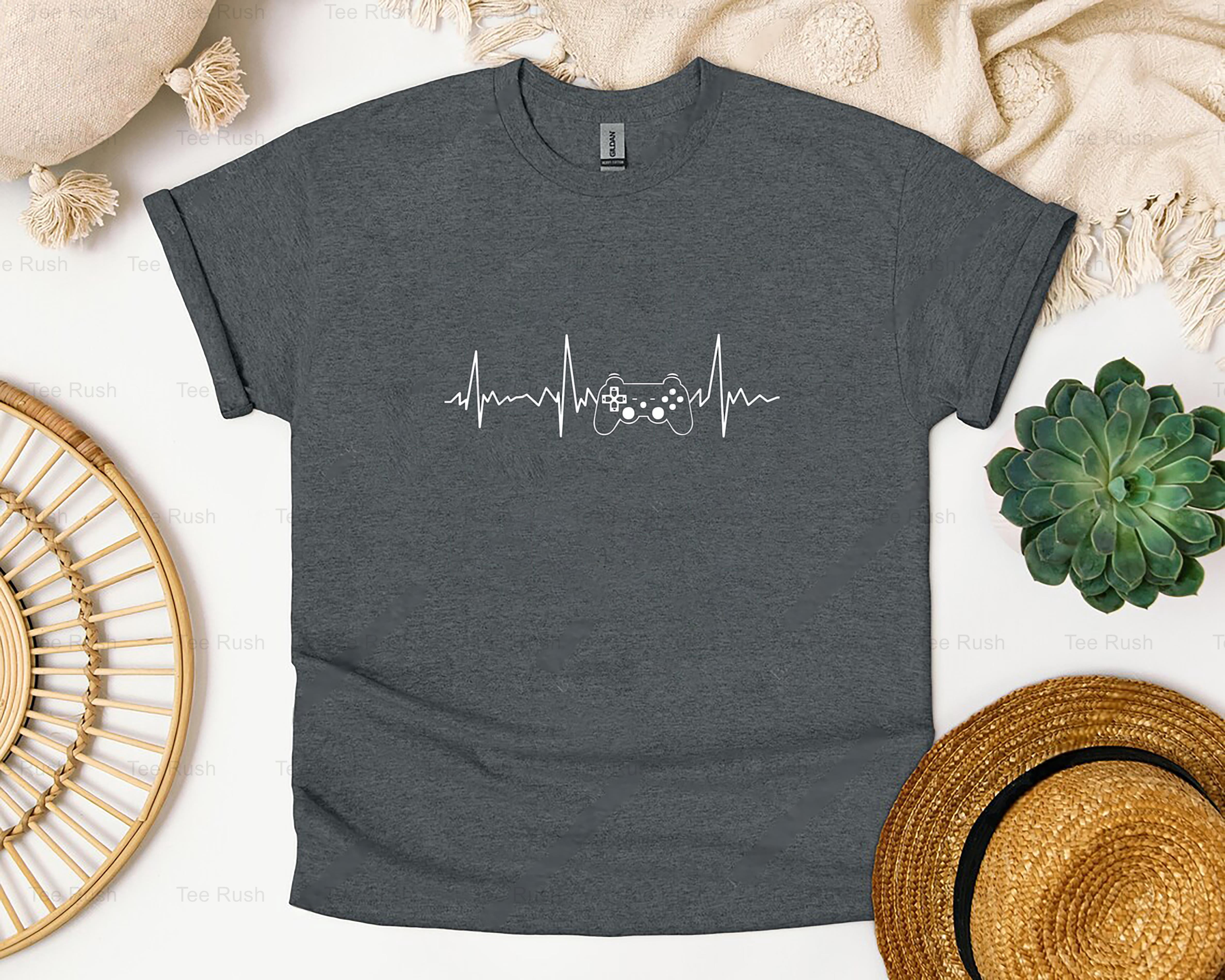 Gamer Heartbeat Funny Fun Video Game Gift Gamer Player EKG Line Humor,T ...