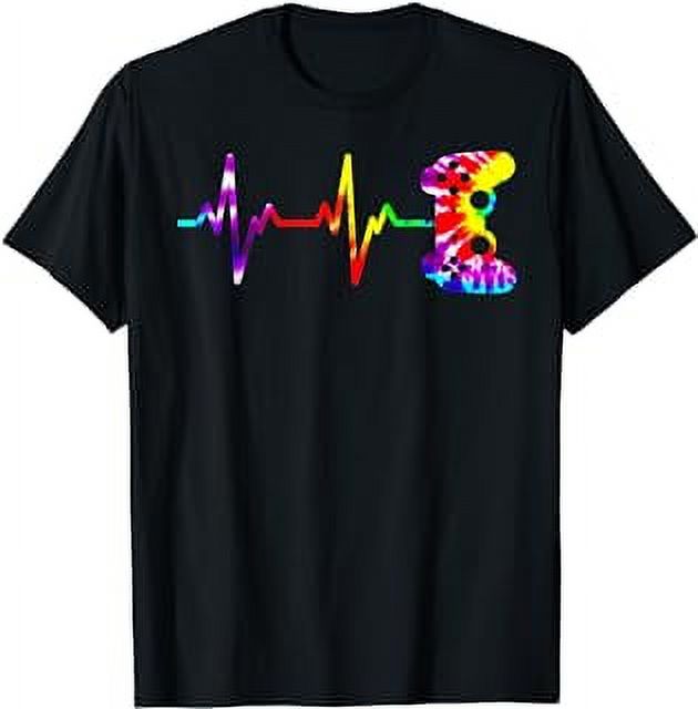 Gamer Heartbeat Video Game Lover Tie Dye Rainbow Hippie T-Shirt ...
