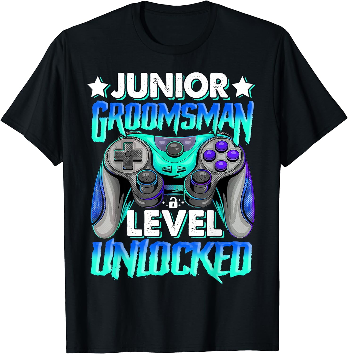 Gamer Junior Groomsman Level Unlocked Video Gaming Wedding T-Shirt ...