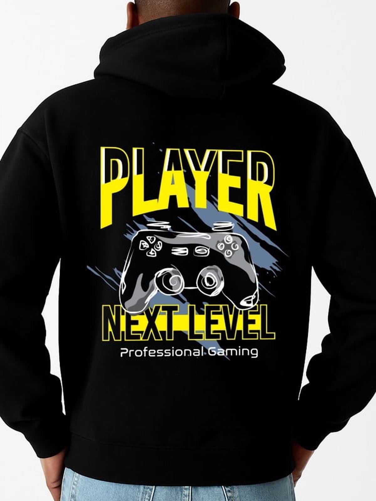 Gamer Level Up hoodies game console for men long sleeve black Spring ...
