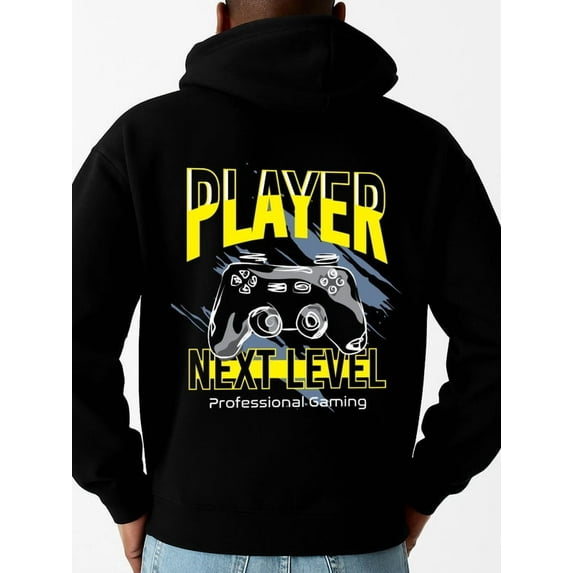 Gamer Level Up hoodies game console for men long sleeve black Spring ...