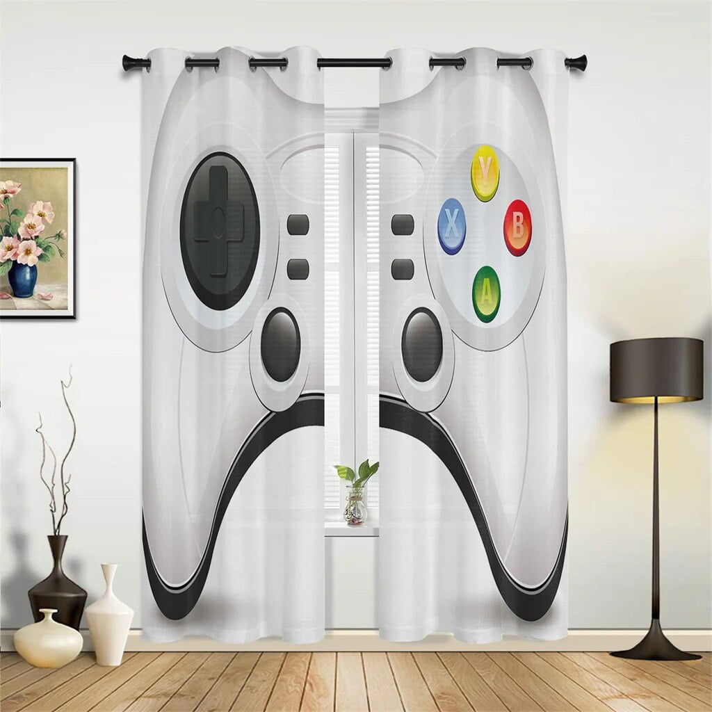 Gamer Machine Gamepad Button Video Cartoon Window Curtains Drapes For ...