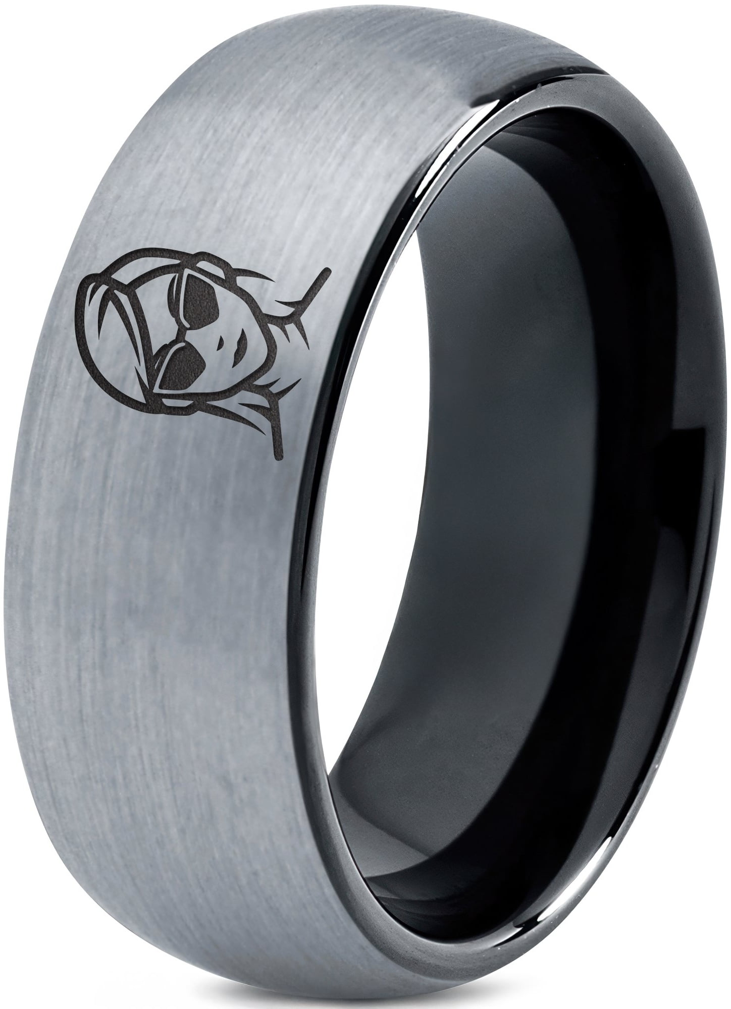 Gamer Mothers Day Gift Men Wedding Ring Black Tungsten Unique 25th ...