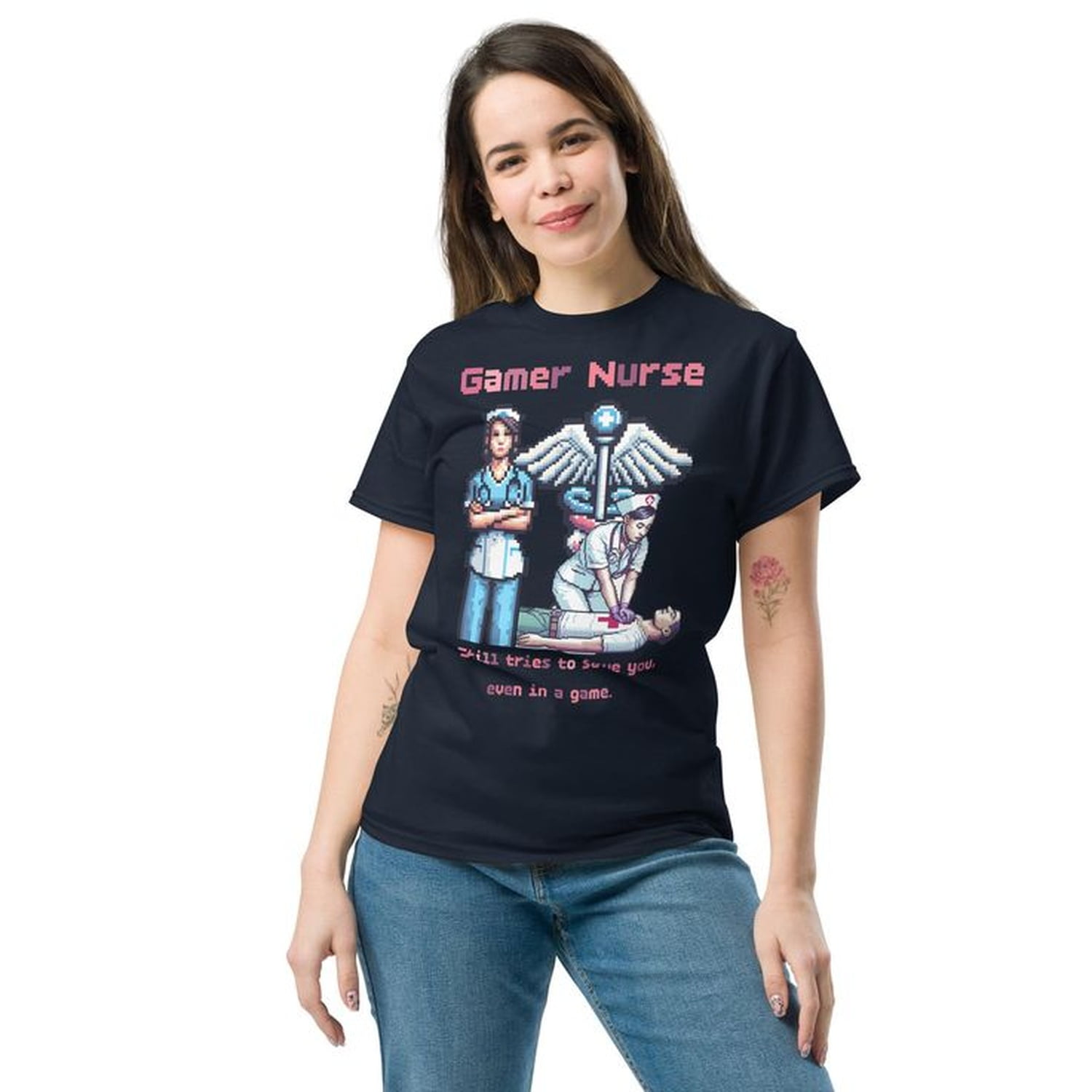 Gamer Nurse Pixel Art R Video Game Nurse S1Hirt - UniS1ex cla1ssic T1EE ...