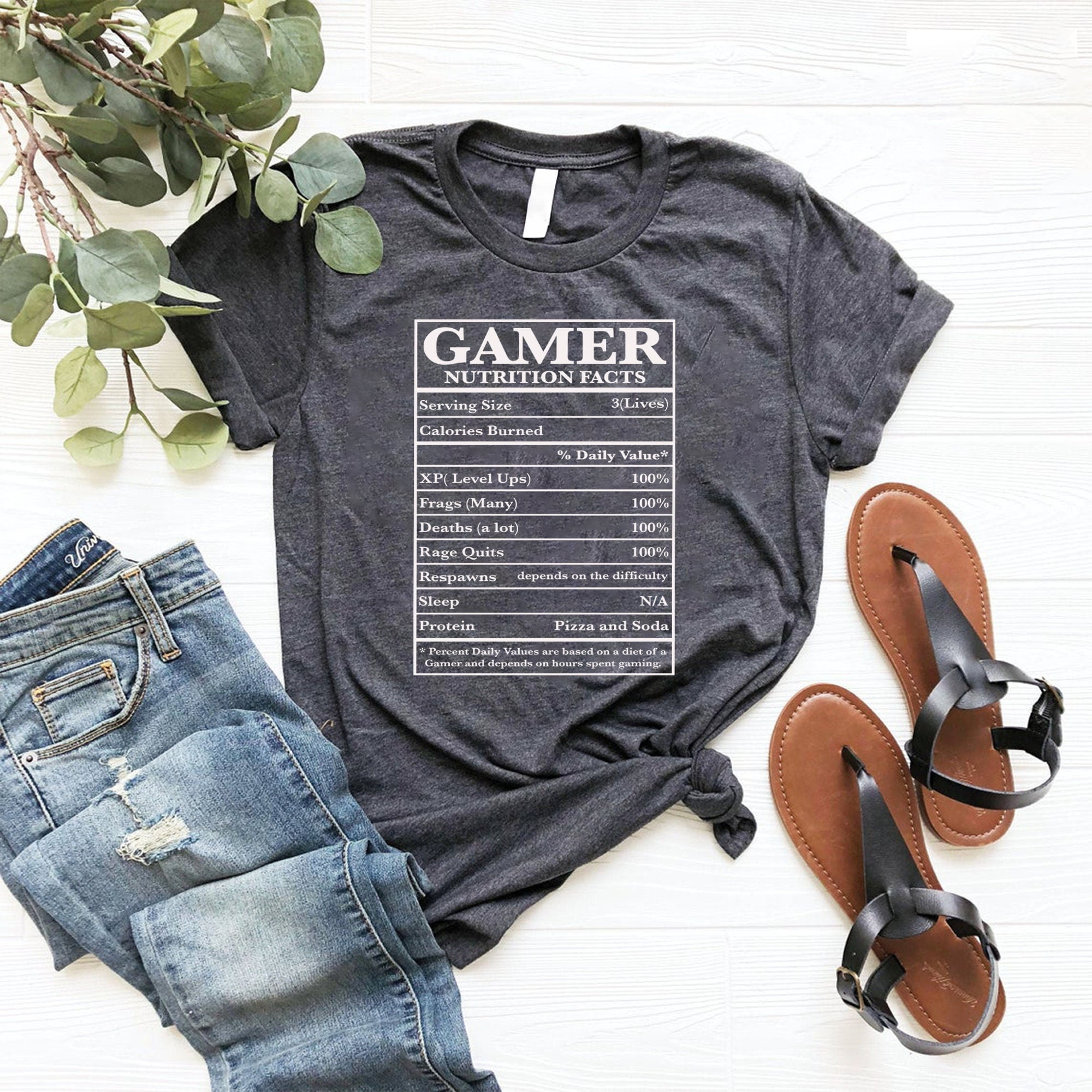 Gamer Nutrition Facts Shirt For Gamers, Birthday Gift, Valentine Gift ...
