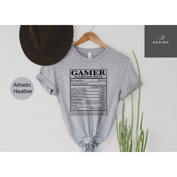 Gamer Nutrition Facts Shirt For Gamers, Birthday Gift, Valentine Gift ...
