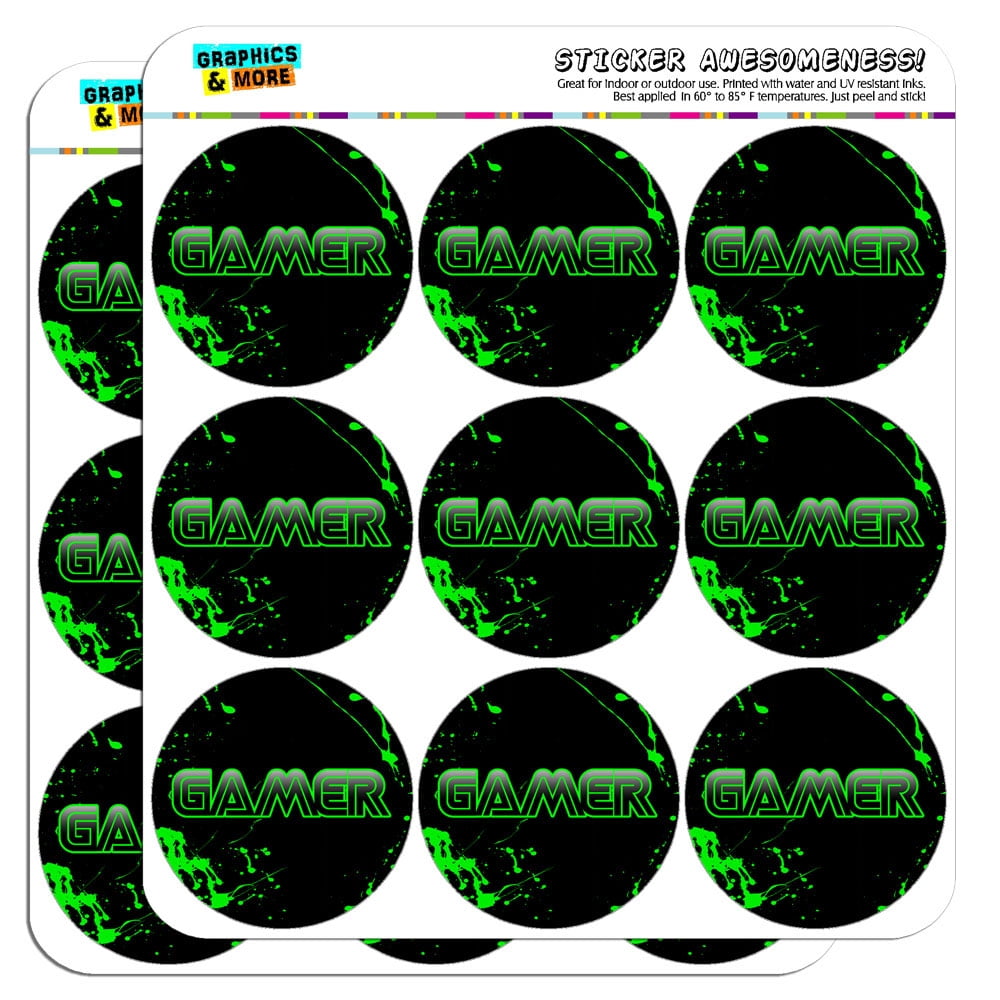 Gamer Paint Splatter Gaming Geek 2" Scrapbooking Crafting Stickers ...