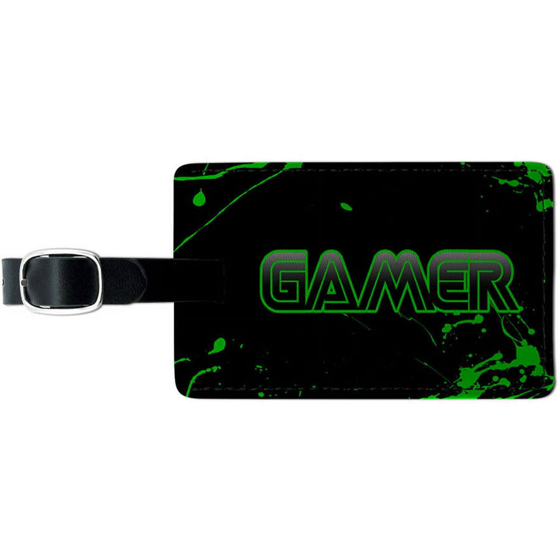 Gamer Paint Splatter Gaming Geek Leather Luggage ID Tag Suitcase Carry ...
