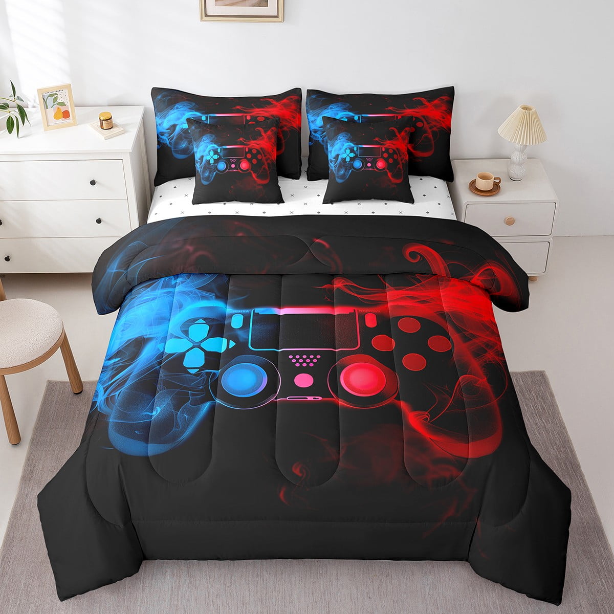 Gamer Queen Comforter Set - 7 Pieces Reversible Comforters Queen Size ...