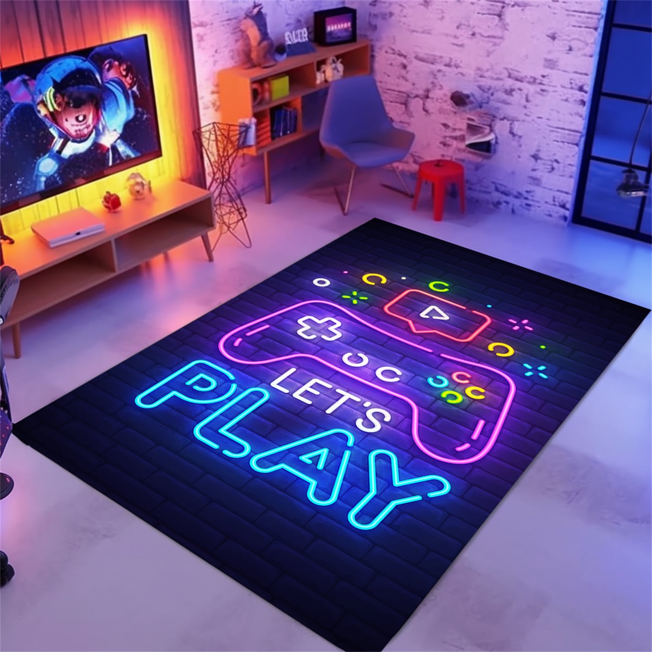 Gamer Rug for Game Room 5'x7' Non-Slip 3D Cool Printed Gaming Rug for ...
