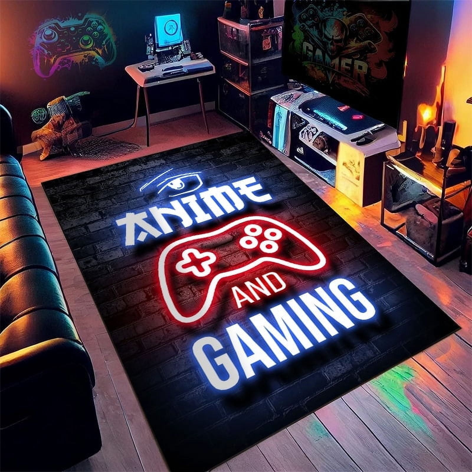 Gamer Rug for Room Non-Slip 3D Cool Printed Gaming Rug for Room,Game ...