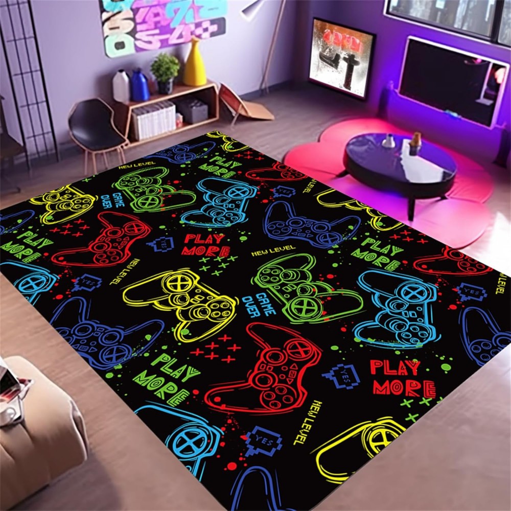 Gamer Rug for Boys Room Non-Slip Gaming Carpet Cool Graffiti Gaming ...