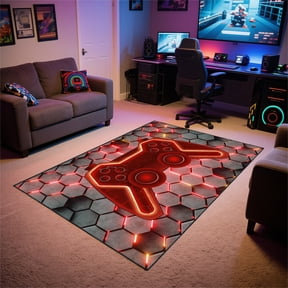 Osimiccp, Gamer Rug for Game Room, 5'x7', Non-Slip Gaming Carpet ...