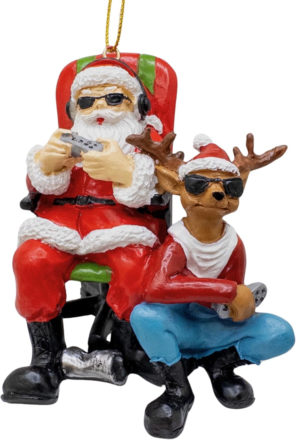 Gamer Santa Claus in Gaming Chair with Reindeer Playing Video Game ...