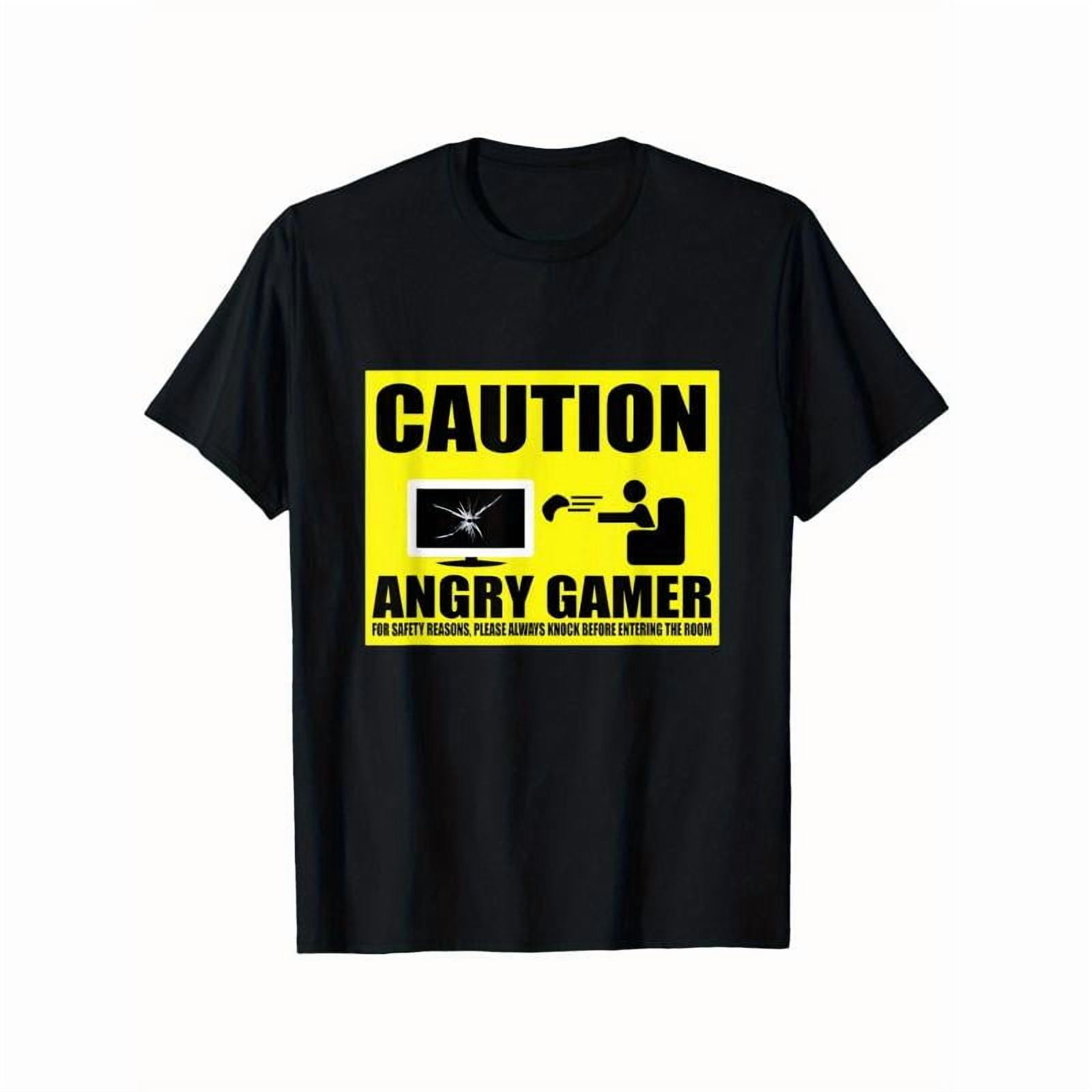 Gamer - Themed Graphic Tee, Tops Has"CAUTION ANGRY GAMER"Caution ...
