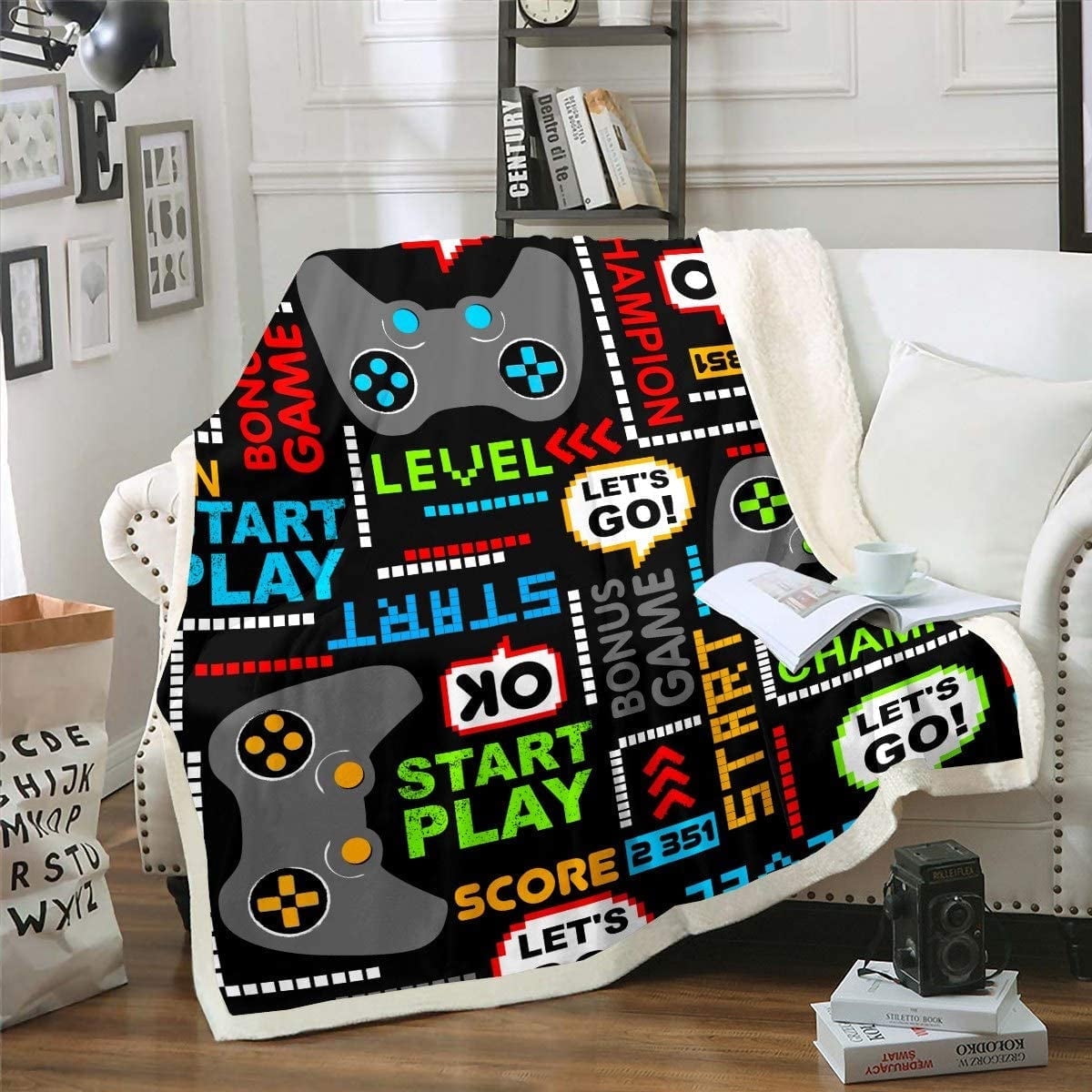 Gamer Throw Blanket Kids Boys Gaming Video Game Blanket for Bed Couch ...