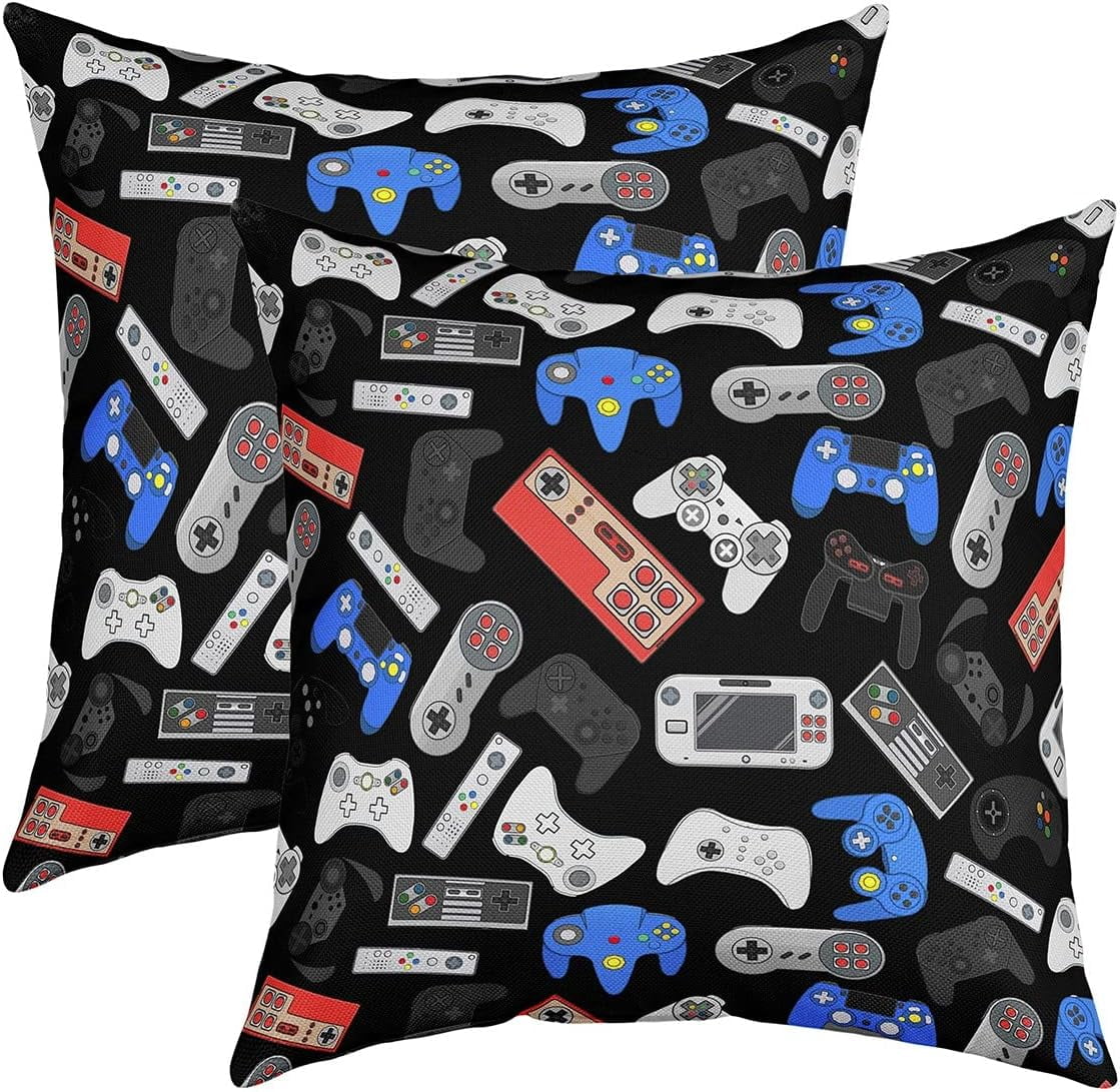 Gamer Throw Pillow Covers 16"x16" Set of 2 Soft Gaming Game Room ...