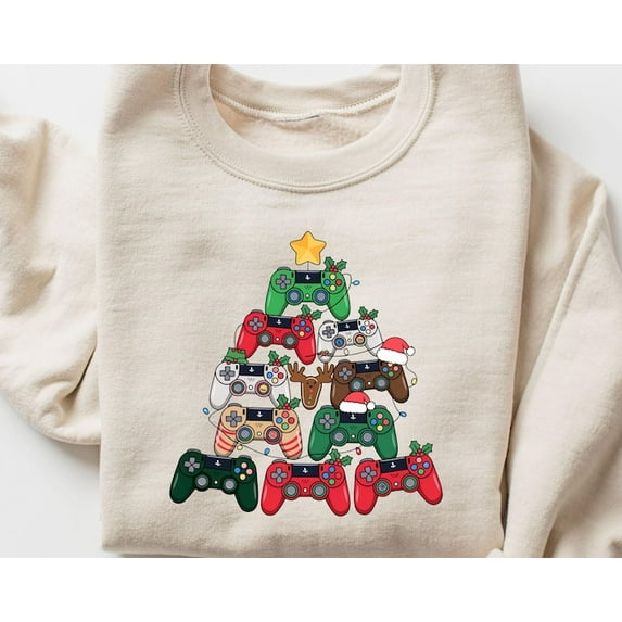 Gamer Tree Him Gaming Controller Tree Design Cozy Gamer Sweater ...