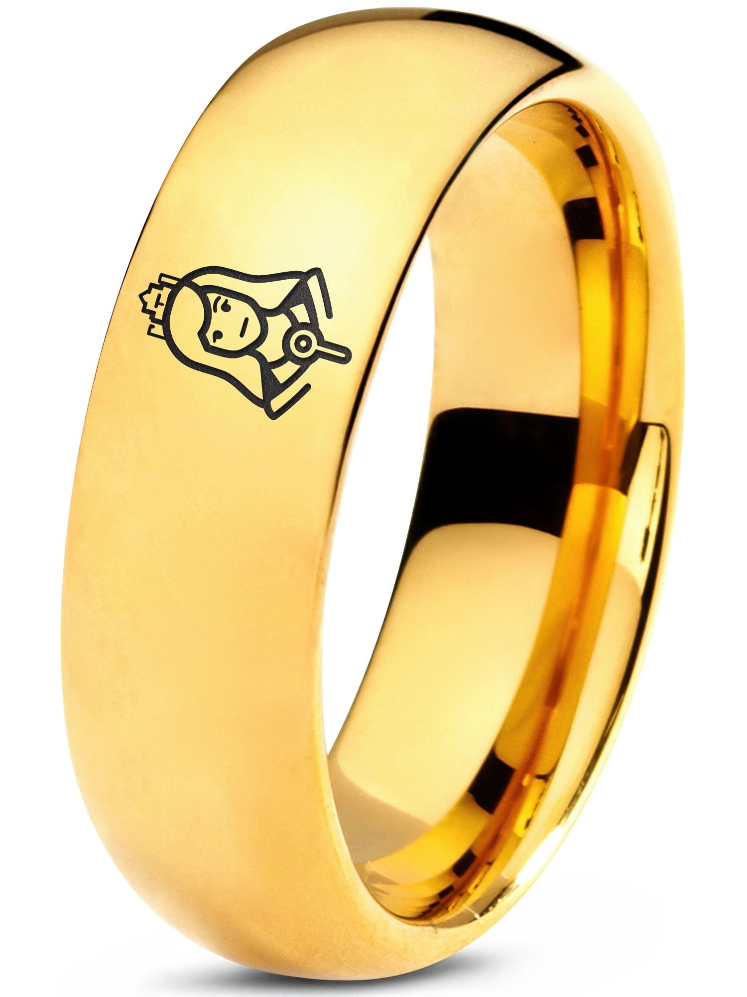 Gamer Yellow Gold Ring Tungsten Mens Rings Valentine Gift for Him ...