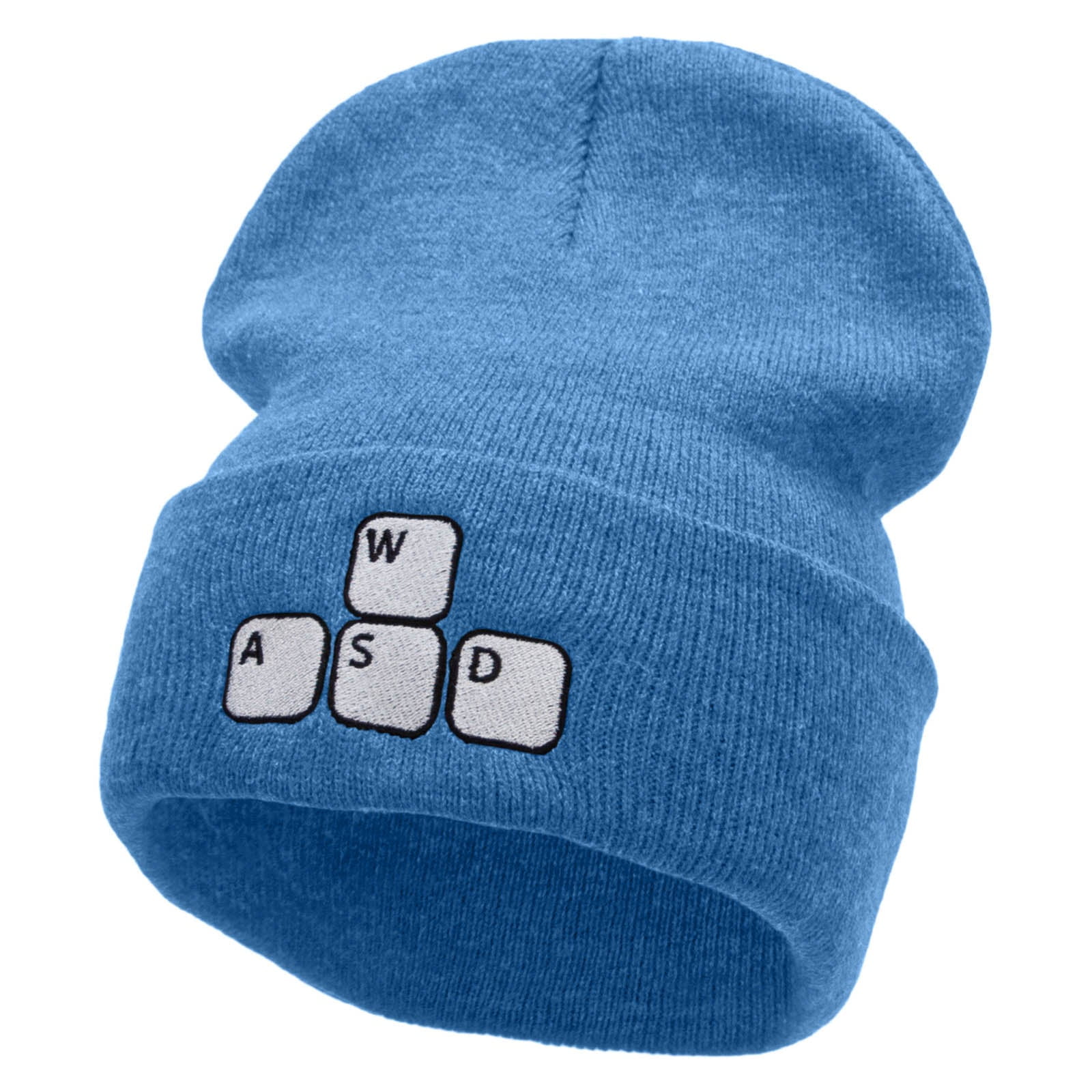 Gamer WASD Embroidered 12 Inch Long Knitted Beanie - Sky Blue OSFM - Walmart.com